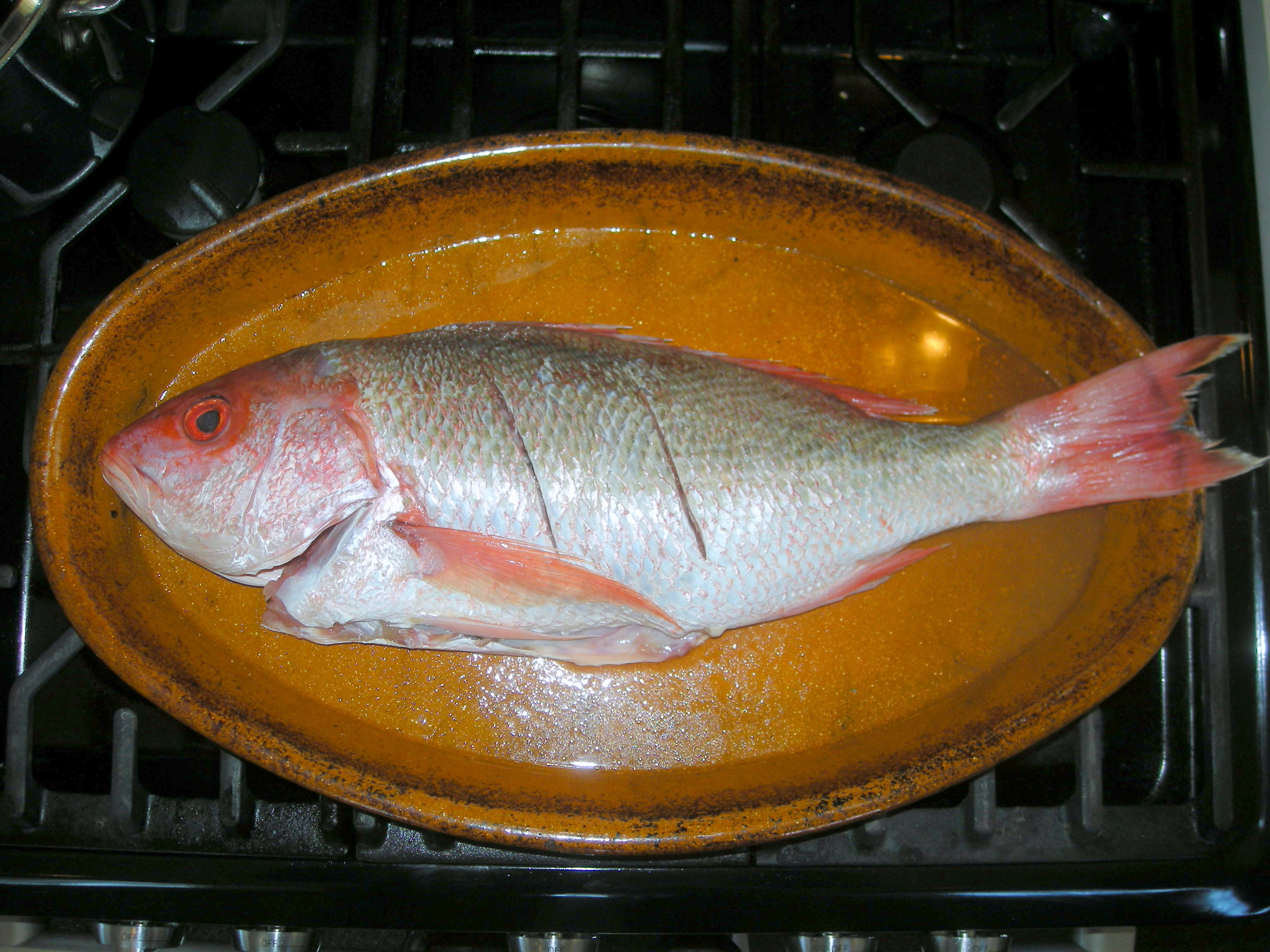 Fish, red snapper, baked red snapper with ginger and scallion sauce ...